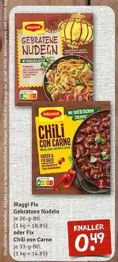 Maggi Fix Gebratene Nudeln Oder Chili Con Carne Angebot bei Nahkauf ...