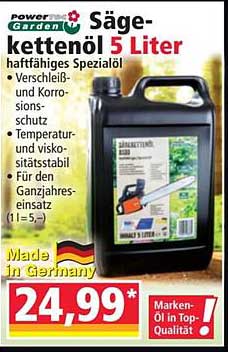 Powertec Garden Sägekettenöl 5 Liter Angebot bei NORMA - 1Prospekte.de