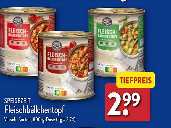 Speisezeit Fleischbällchentopf Angebot bei ALDI Nord - 1Prospekte.de