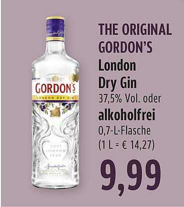 The Original Gordon's London Dry Gin Oder Alkoholfrei Angebot bei ...