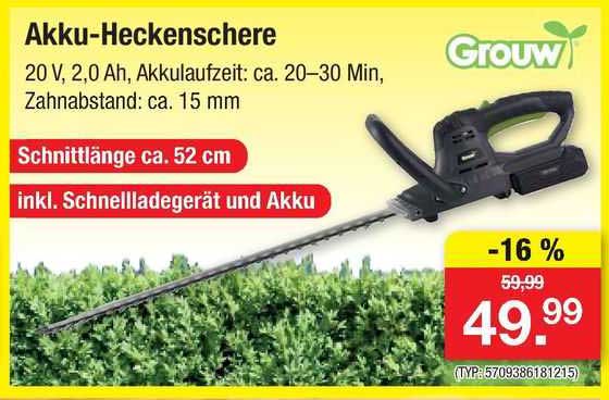 Akku-heckenschere Grouw Angebot bei Zimmermann - 1Prospekte.de