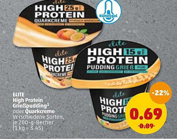 Elite High Protein Grießpudding Oder Quarkcreme Angebot bei Penny ...