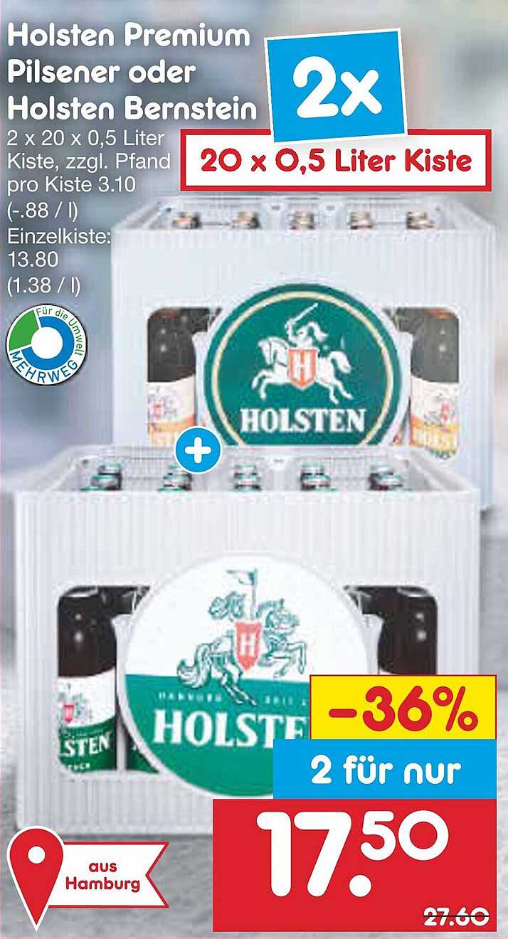 Holsten Premium Pilsener Bernstein Angebot bei Netto Marken-Discount ...