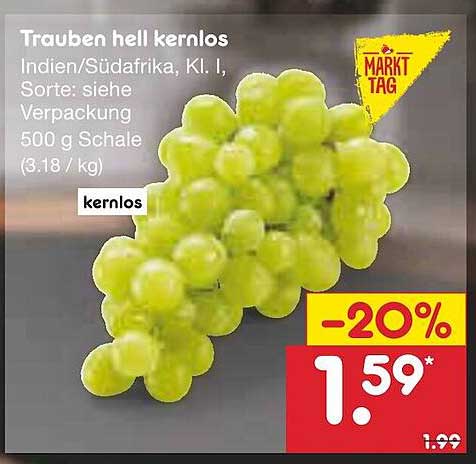 Trauben Hell Kernlos Angebot bei Netto Marken-Discount - 1Prospekte.de