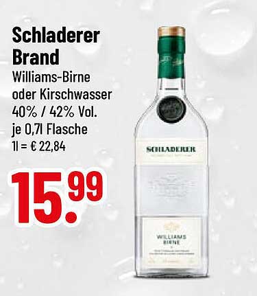 Schladerer Brand Williams-birne Oder Kirschwasser Angebot bei Trinkgut
