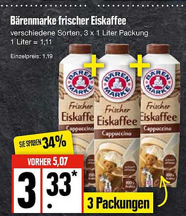 Bärenmarke Frischer Eiskaffee Angebot bei EDEKA - 1Prospekte.de