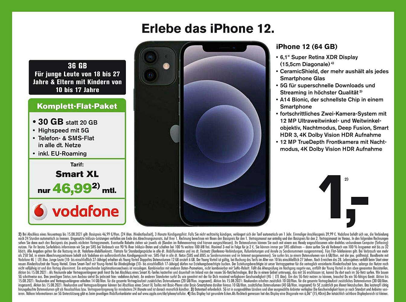 Iphone 12 64gb Mit Vodafone Smart Xl Angebot bei Alphatecc - 1Prospekte.de
