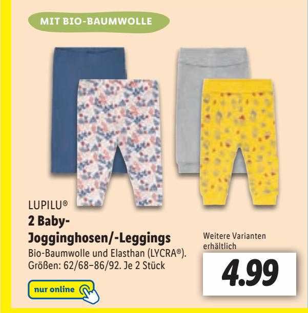 Lupilu 2 Baby-jogginghosen--leggings Angebot bei Lidl - 1Prospekte.de