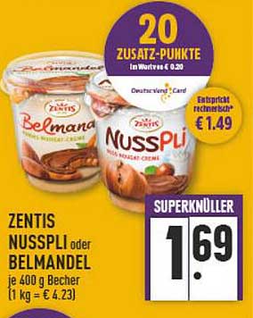 Zentis Nusspli Oder Belmandel Angebot bei E Reichelt - 1Prospekte.de
