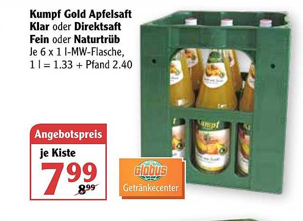 Kumpf Gold Apfelsaft Klar Oder Direktsaft Fein Oder Naturtrüb Angebot ...