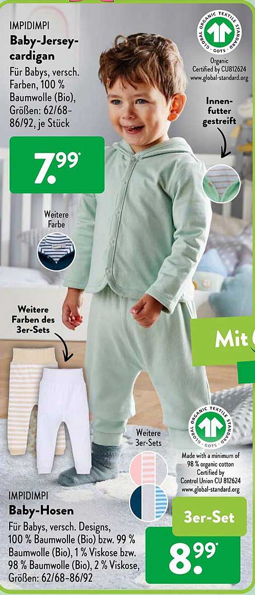 Impidimpi Baby-hosen Impidimpi Baby-jersey-cardigan Angebot bei ALDI ...