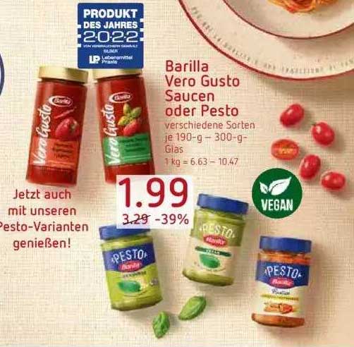 Barilla Vero Gusto Saucen Oder Pesto Angebot bei V-Markt - 1Prospekte.de
