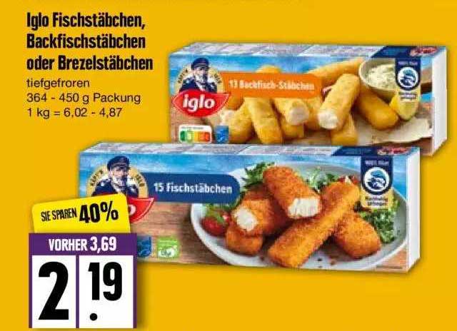 Iglo Fischstäbchen, Backfischstäbchen Oder Brezelstäbchen Angebot bei ...