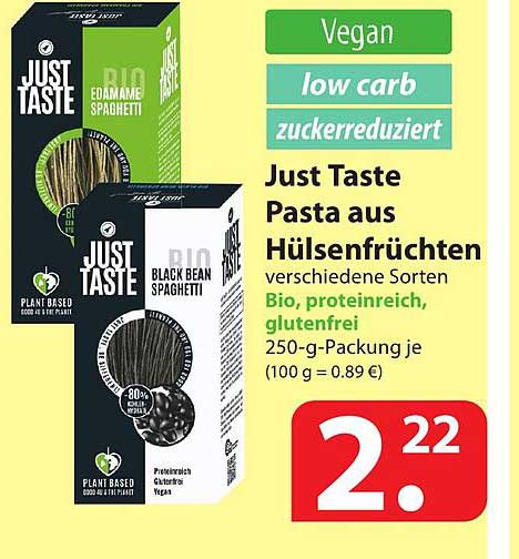 Just Taste Pasta Aus Hülsenfrüchten Angebot bei Famila - 1Prospekte.de