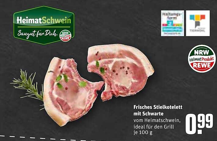 Frisches Stielkotelett Mit Schwarte Angebot bei REWE - 1Prospekte.de
