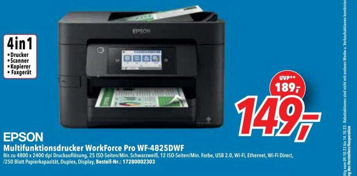 Epson Multifunktionsdrucker Workforce Pro Wf-4825dwf Angebot bei ...
