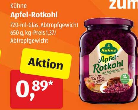 Kühne Apfel Rotkohl Angebot bei ALDI SÜD - 1Prospekte.de