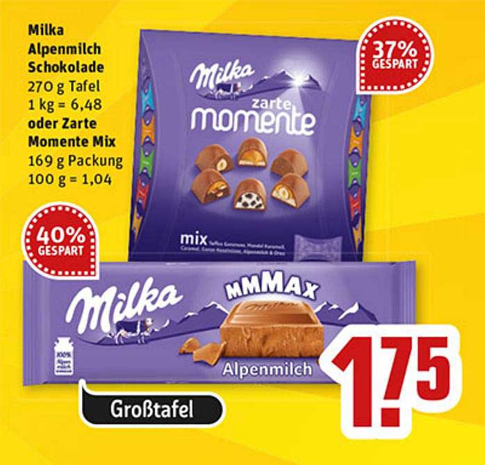 Milka Alpenmilch Schokolade Oder Zarte Momente Mix Angebot bei REWE ...