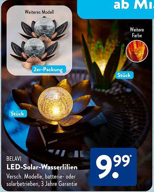 Belavi Led-solar-wasserlilien Angebot bei ALDI SÜD - 1Prospekte.de