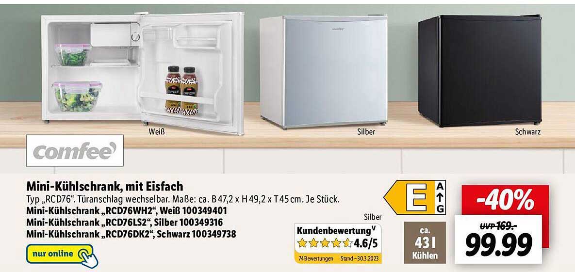 Comfee Mini-kühlschrank Mit Eisfach Angebot bei Lidl - 1Prospekte.de