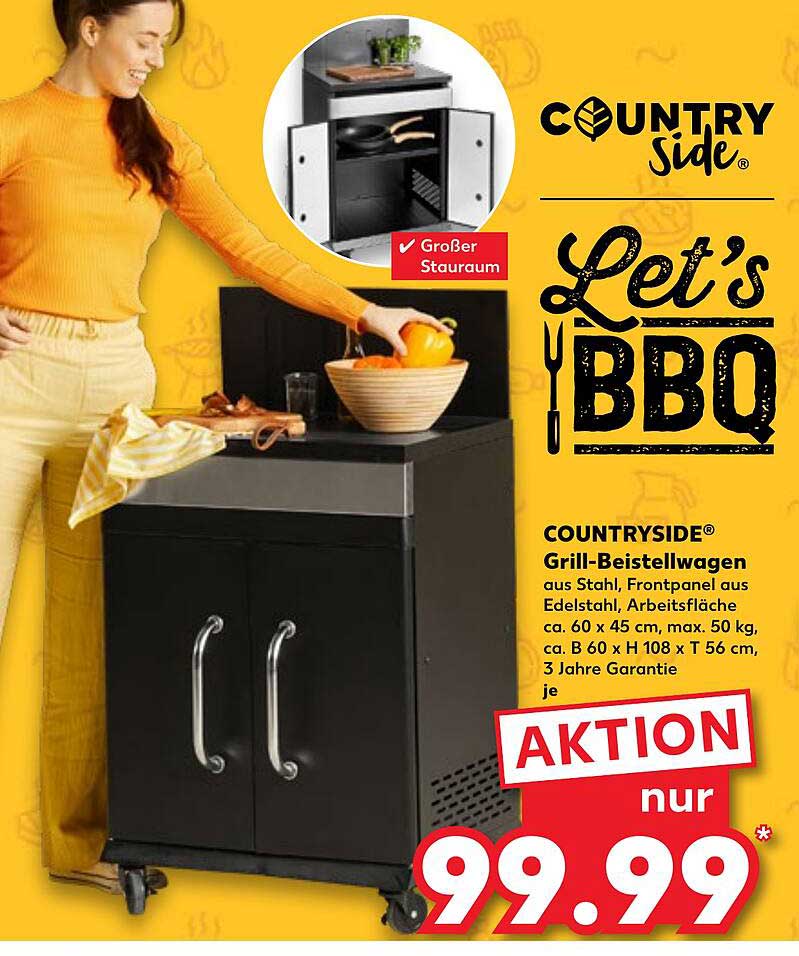 Elegantes Countryside Grill Beistellwagen Ebenbild
