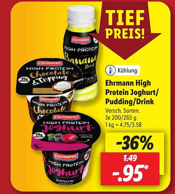 Ehrmann High Protein Joghurt, Drink Oder Pudding Angebot bei Lidl ...