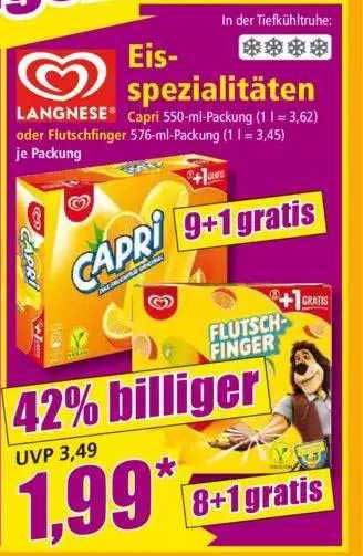 Langnese Eisspezialitäten Capri Oder Flutschfinger Angebot bei NORMA ...