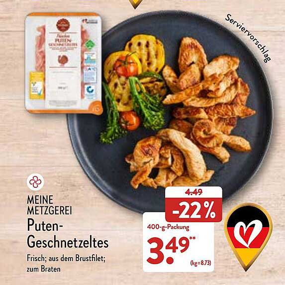 Meine Metzgerei Puten-geschnetzeltes Angebot bei ALDI Nord