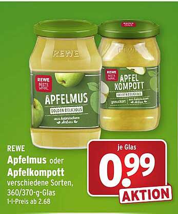 Rewe Apfelmus Oder Apfelkompott Angebot bei Wasgau - 1Prospekte.de