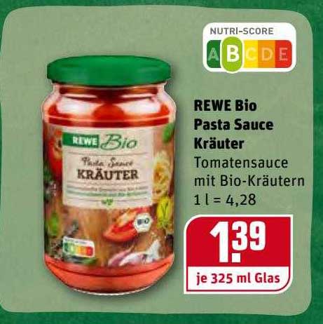 Rewe Bio Pasta Sauce Kräuter Angebot bei Kaufpark - 1Prospekte.de