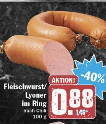 Fleischwurst Oder Lyoner Im Ring Angebot bei Hit - 1Prospekte.de