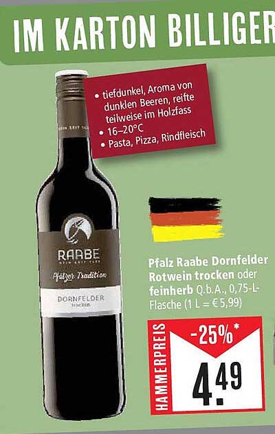 Pfalz Raabe Dornfelder Rotwein Trocken Oder Feinherb Angebot bei ...
