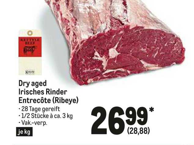 Dry Aged Irisches Rinder Entrecôte Ribeye Angebot bei METRO - 1Prospekte.de