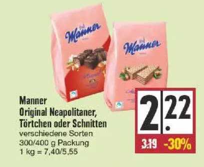 Manner Original Neapolitaner, Törtchen Oder Schnitten Angebot bei EDEKA