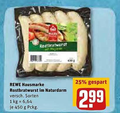 Rewe Hausmarke Rostbratwurst Im Naturdarm Angebot bei REWE Kaufpark ...