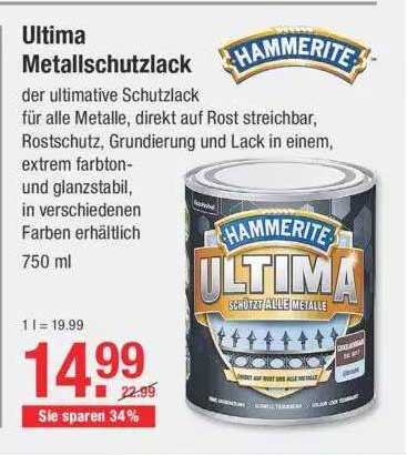 Hammerite Ultima Metallschutzlack Angebot bei V-Baumarkt - 1Prospekte.de