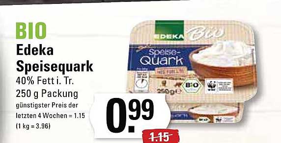Bio Edeka Speisequark Angebot bei Meyer's Frischemarkt - 1Prospekte.de