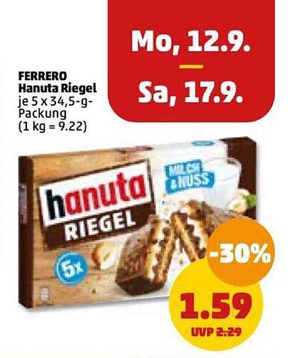Ferrero Hanuta Riegel Angebot bei Penny - 1Prospekte.de