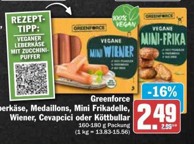 Greenforce Berkäse, Medaillons, Mini Frikadelle, Wiener, Cevapcici Oder ...
