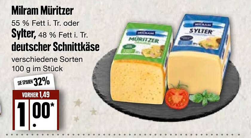 Milram Müritzer Sylter, Deutscher Schnittkäse Angebot bei E Center ...