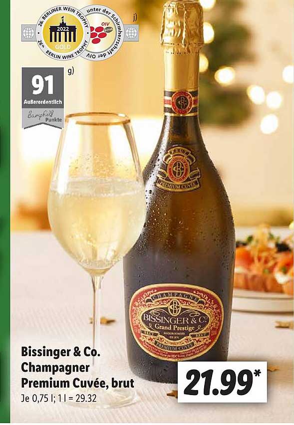 Bissinger & Co. Champagner Premium Cuvée, Brut Angebot bei Lidl ...