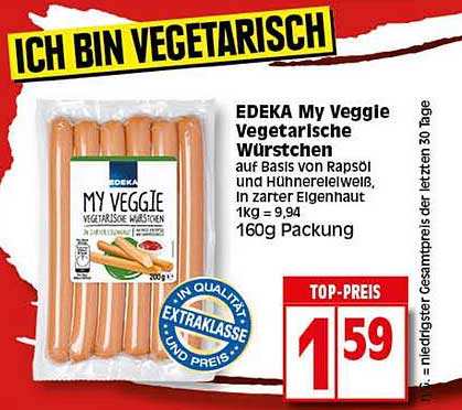 Edeka My Veggie Vegetarische Würstchen Angebot bei Elli Markt ...