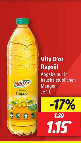 Vita D'or Rapsöl Angebot bei Lidl - 1Prospekte.de