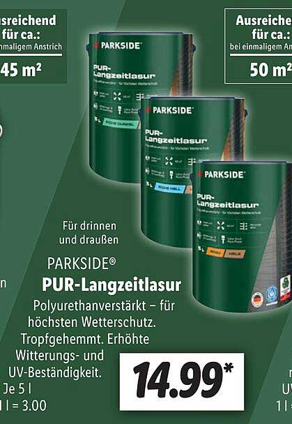 Parkside Pur-langzeitlasur Angebot bei Lidl - 1Prospekte.de
