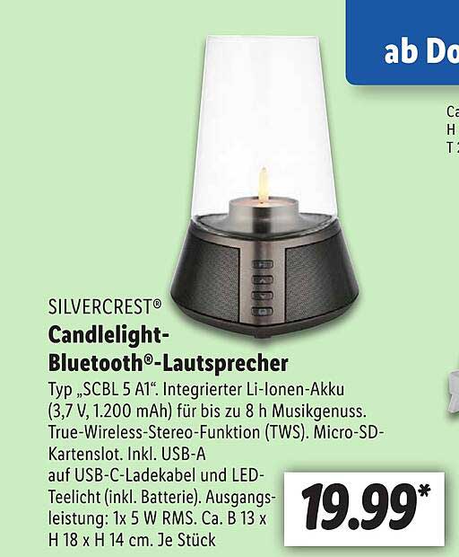 Silvercrest Candlelight-bluetooth-lautsprecher Angebot bei Lidl ...