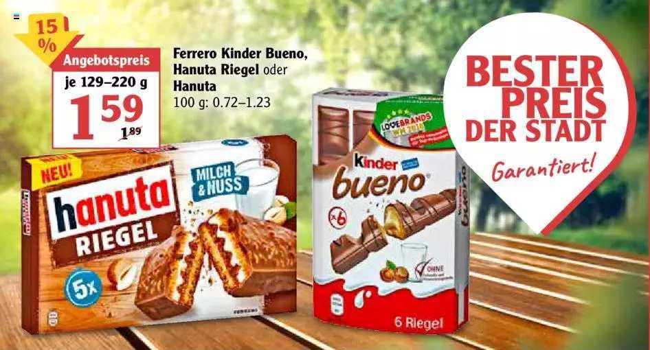 Ferrero Kinder Bueno, Hanuta Riegel Oder Hanuta Angebot bei Globus ...