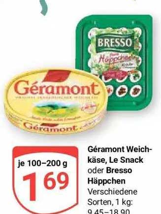 Géramont Weichkäse, Le Snack Oder Bresso Häppchen Angebot bei Globus