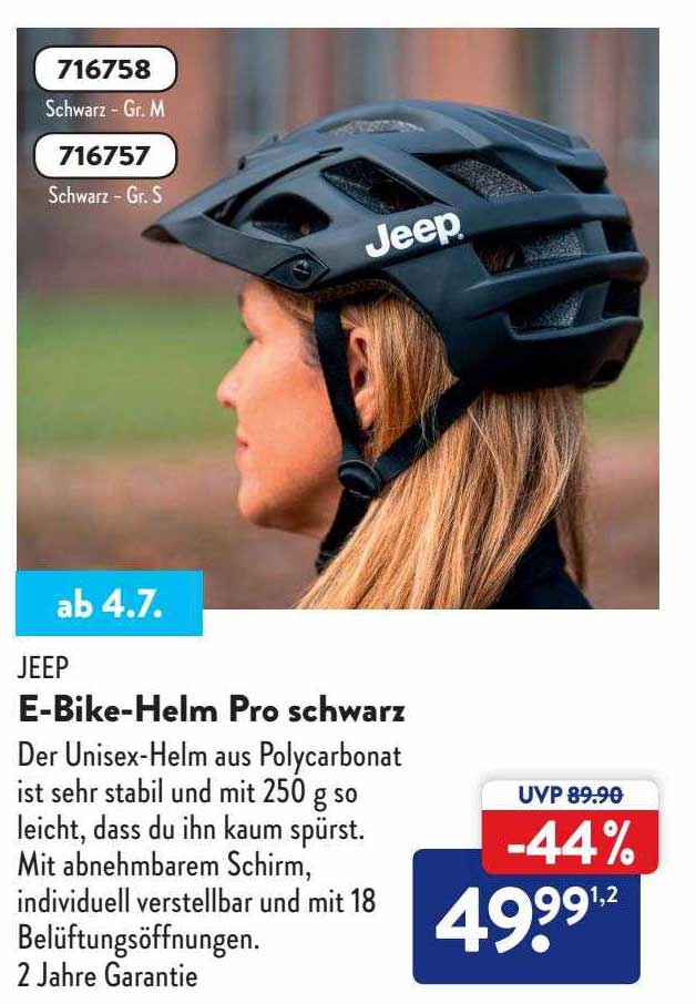 Jeep E-bike-helm Pro Scharz Angebot bei ALDI SÜD - 1Prospekte.de
