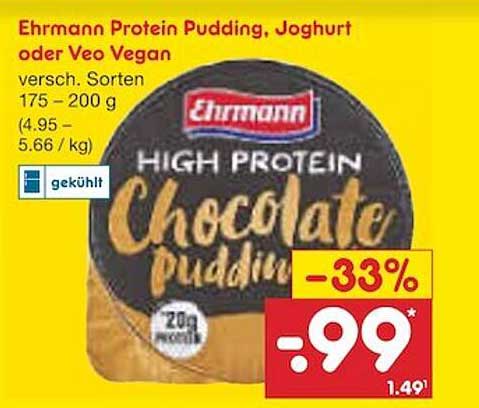 Ehrmann Protein Pudding, Joghurt Oder Veo Vegan Angebot bei Netto ...