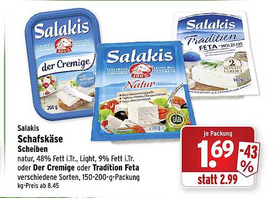 Salakis Schafskäse Scheiben Oder Der Cremige Oder Tradition Feta ...